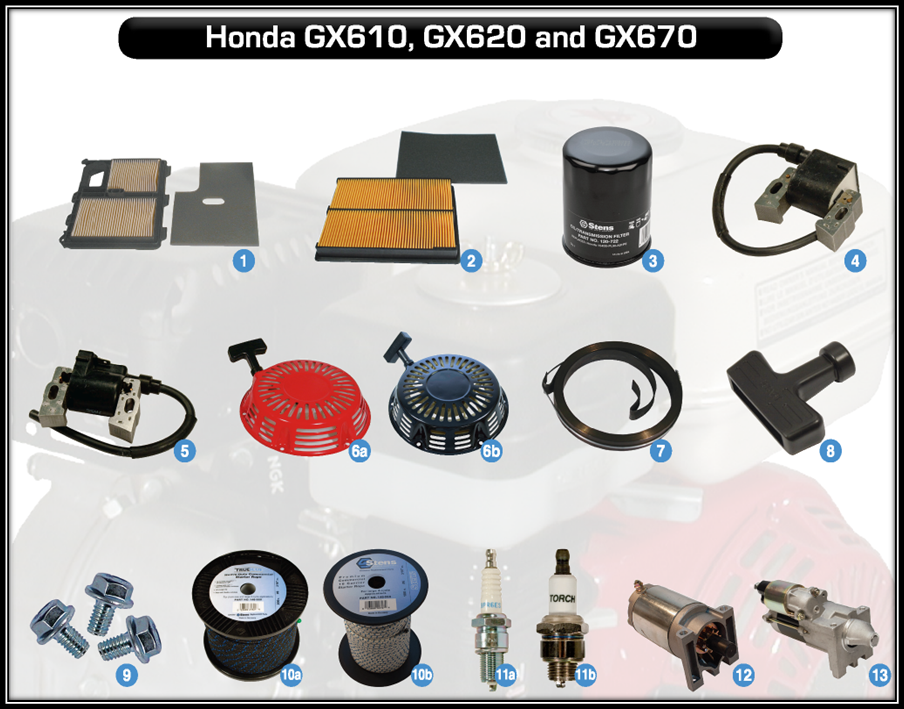 Replacement Parts for Honda GX610, Honda GX620 and Honda GX670